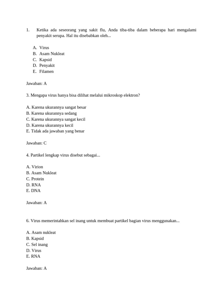 Soal Biologi Tentang Virus | PDF
