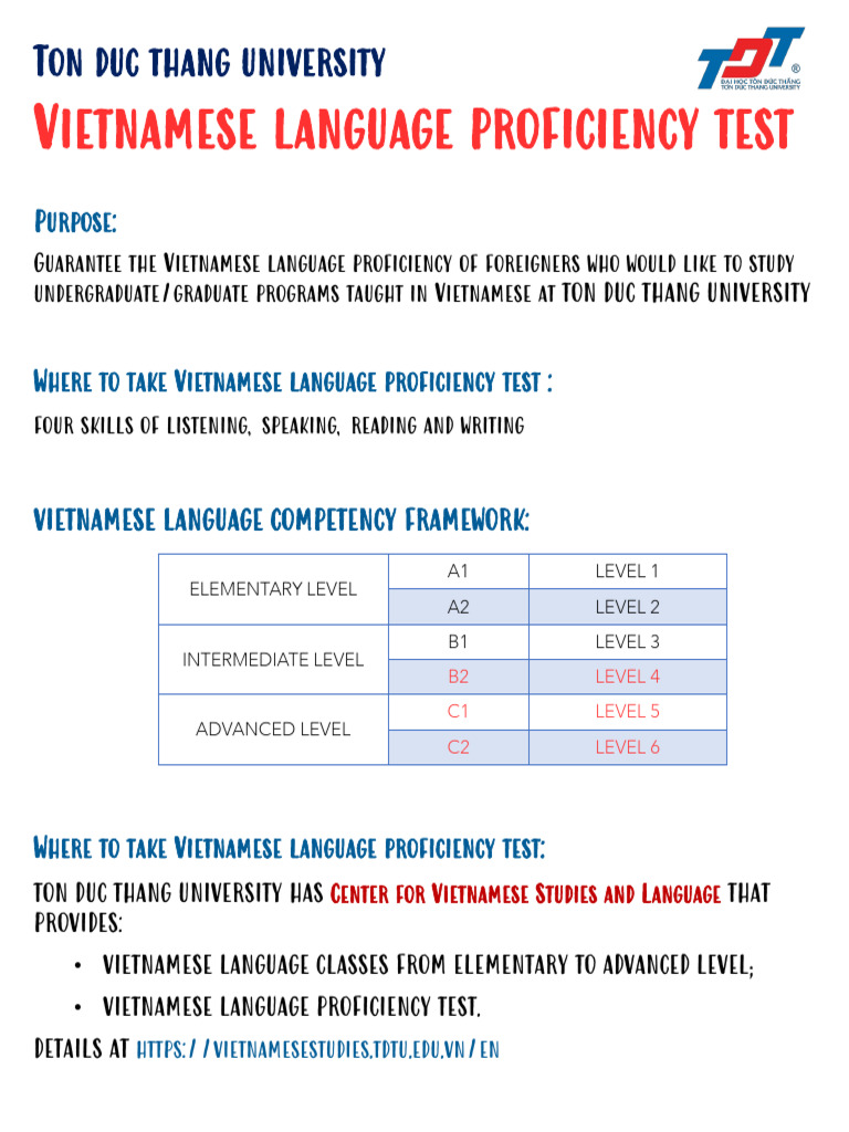 Vietnamese Language Proficiency Test | PDF