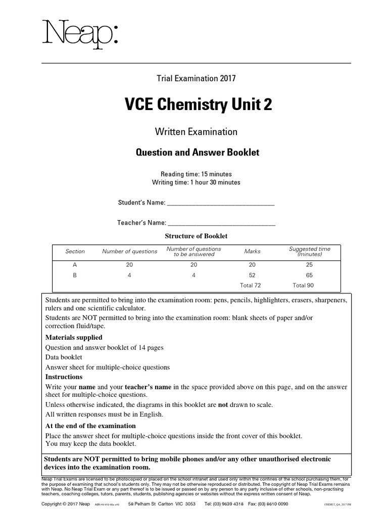 2017 NEAP Unit 2 | PDF | Acid | Chemical Reactions