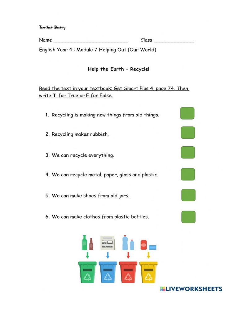 Recycling Worksheet | PDF