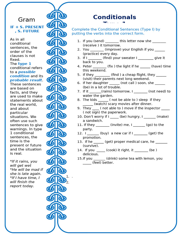 Conditional Type 1 - 96468 | PDF | Language Arts & Discipline