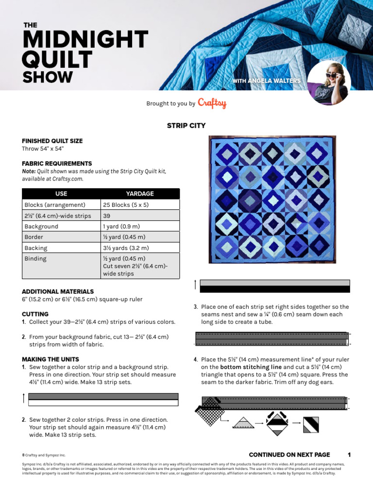 Strip City Quilt Pattern | PDF | Seam (Sewing) | Quilt