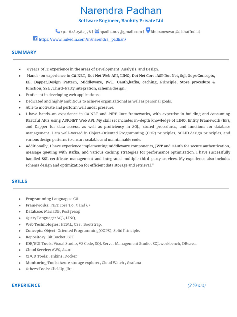 Resume Npadhan Oct | PDF | Language Integrated Query | Entity Framework