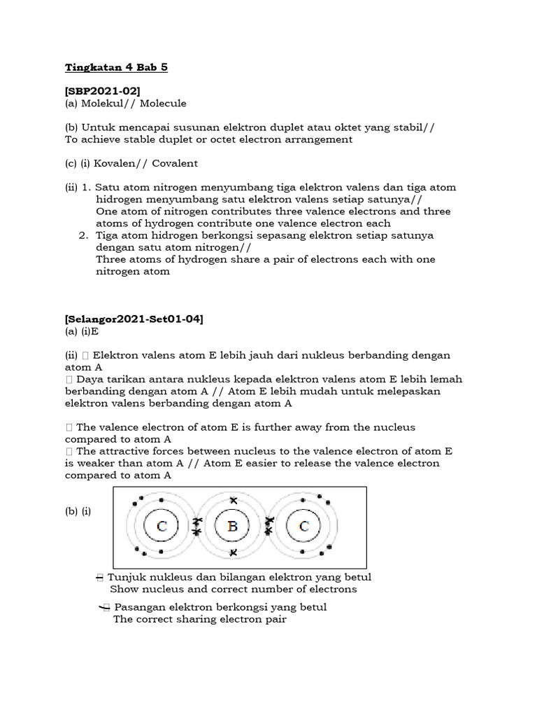Jawapan Bab 5 Chemquest F4 | PDF