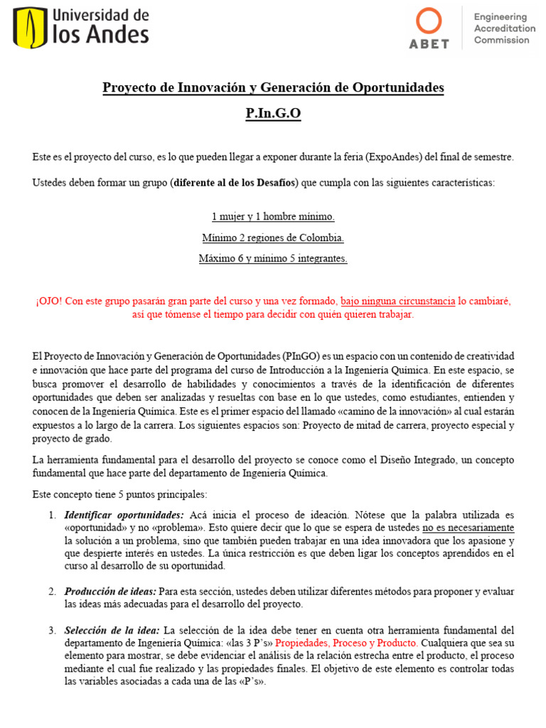 Enunciado y Entregas PInGO - 2020-10 | PDF | Crecimiento personal y ...