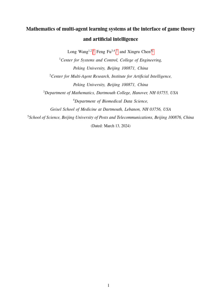 Multi-Agent Learning in Game Theory and AI | PDF | Game Theory ...