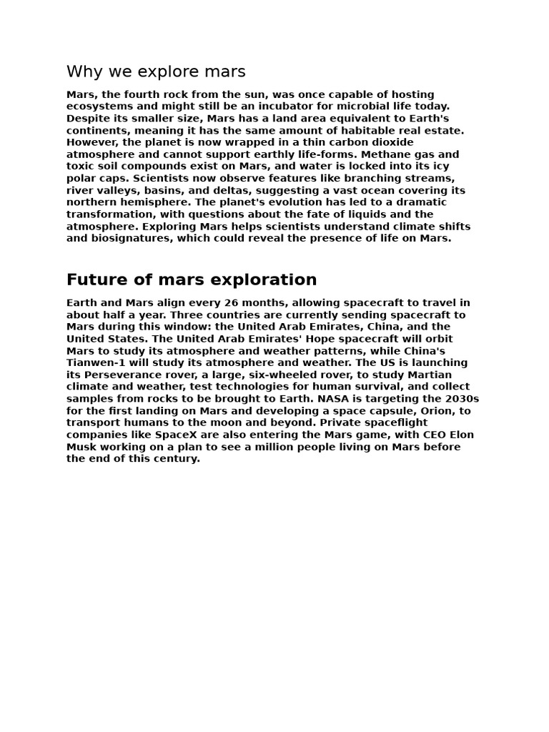 Why we explore mars | PDF | Mars | Nasa