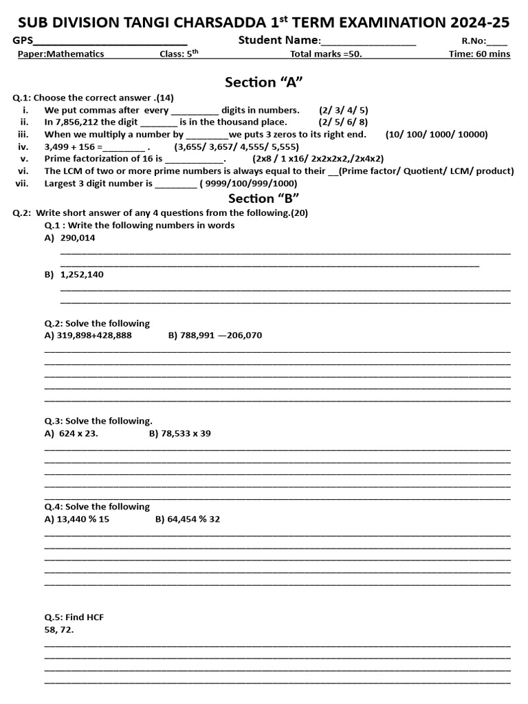 Maths 5th | PDF | Mathematics | Arithmetic