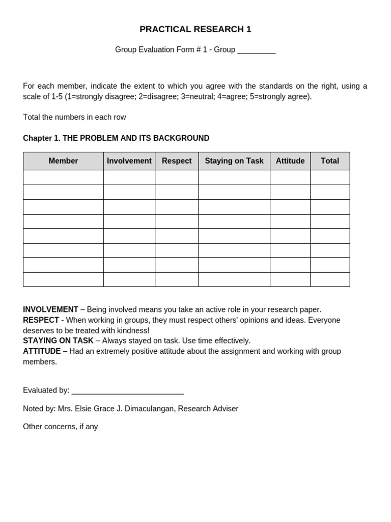 Evaluation Form Group Work | PDF | Career & Growth | Science & Mathematics