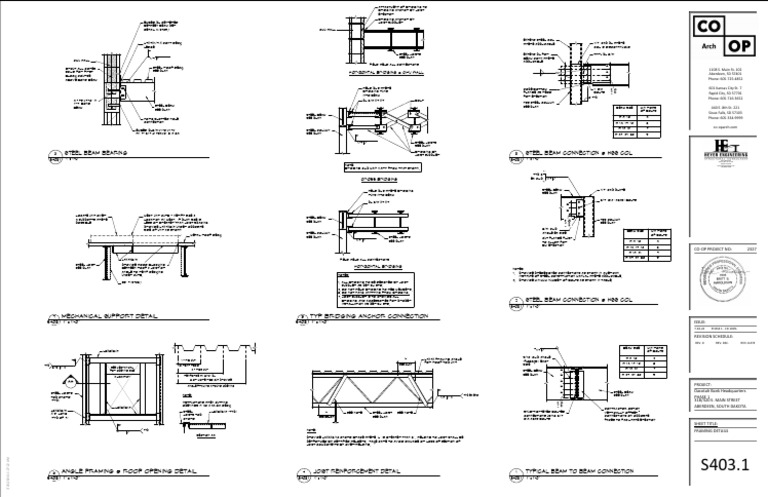 Steel Beam Connection at Hss Col Steel Beam Bearing: Horizontal Bridging at Cmu Wall | PDF ...