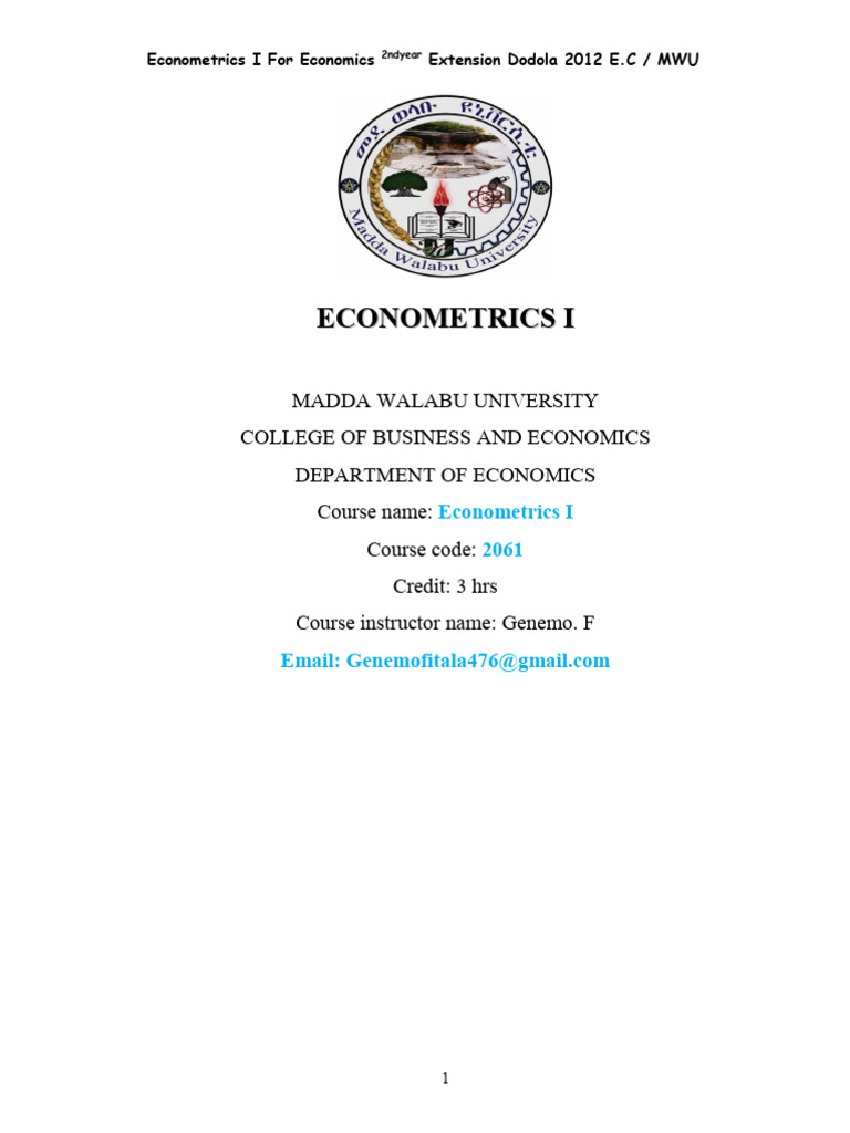 Econometrics I For Economists | PDF | Econometrics | Regression Analysis
