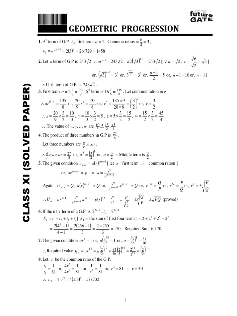 Geometric Progression (Solution) Final | PDF | Algebra | Mathematical ...