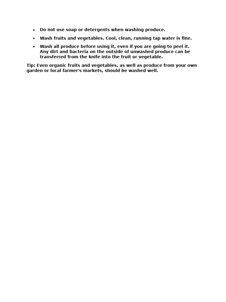 Do Not Use Soap or Detergents When Washing Produce | PDF
