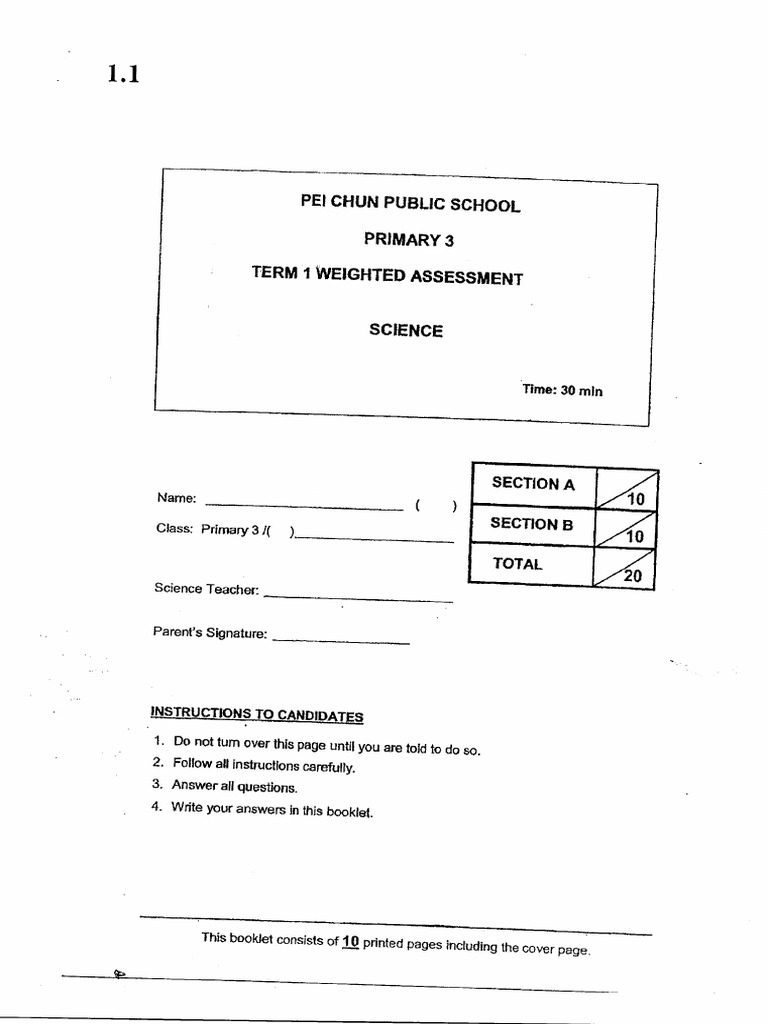 P3 Science 2023 WA1 Peichun | PDF