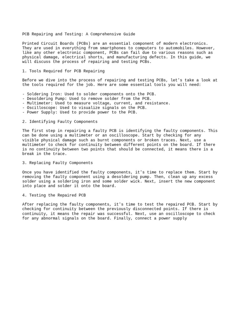 PCB Repairing and Testing Guide | PDF