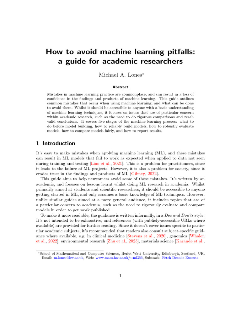 How To Avoid Machine Learning Pitfalls | PDF | Deep Learning | Artificial Neural Network