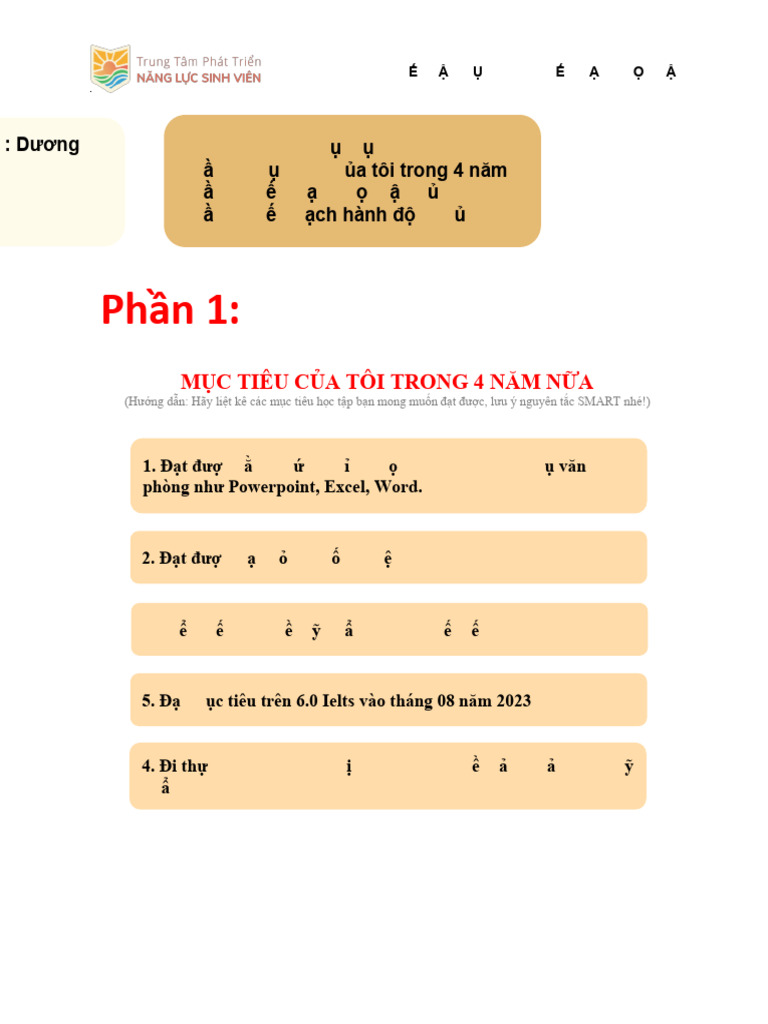 BTCN1 - Thiet Lap Muc Tieu Va Ke Hoach Hoc Tap 1 1 | PDF