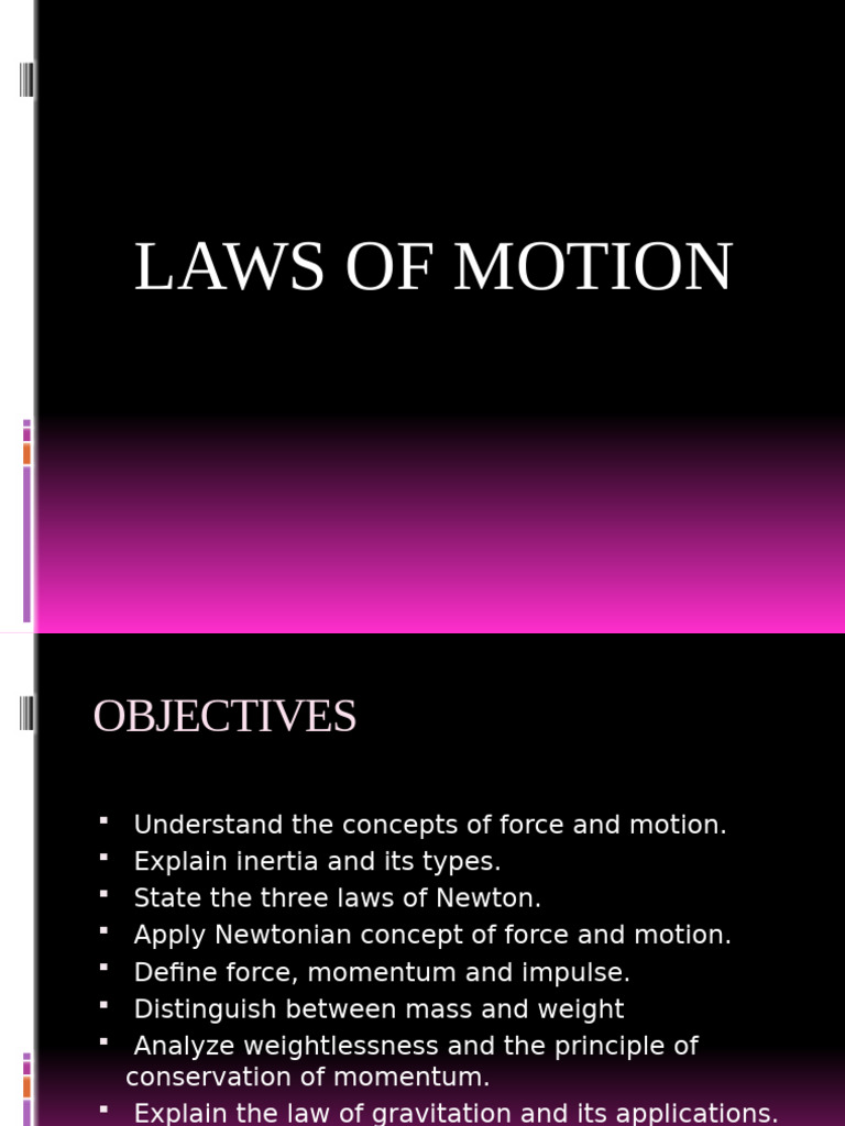 Laws of Motion Lesson 1 | PDF | Weight | Force