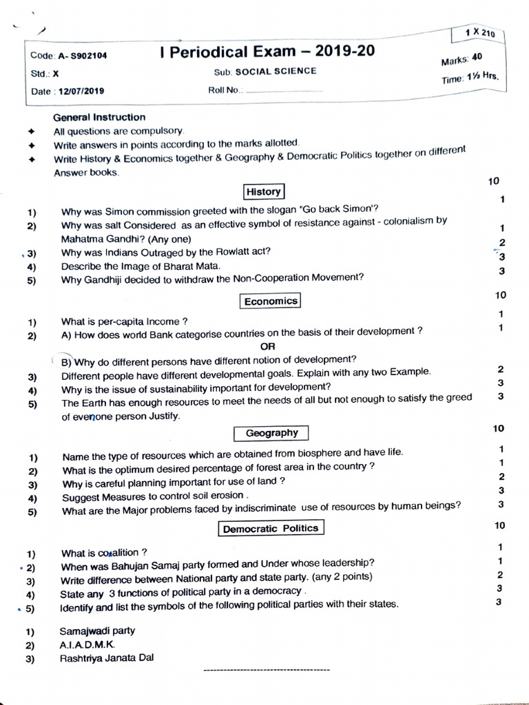 CL 10 Past Ss Paper Neeta's 1 Unit. | PDF | Indian Independence Movement | Indian Nationalism