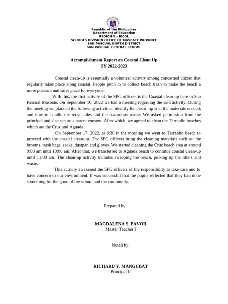 Coastal Clean-Up Report 2022-2023 | PDF