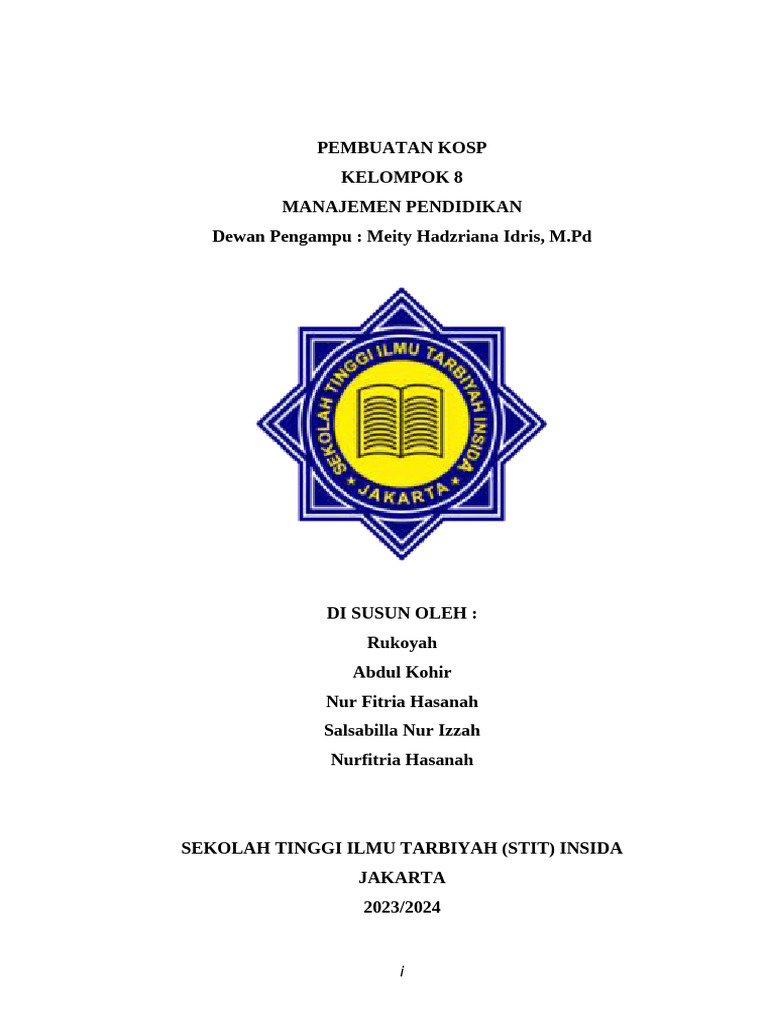 Menejemen Pendidikan Pembuatan Kosp | PDF