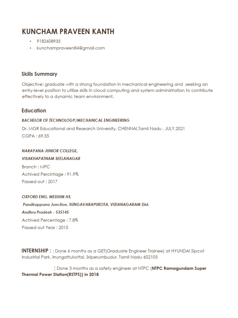 PK RESUME | PDF