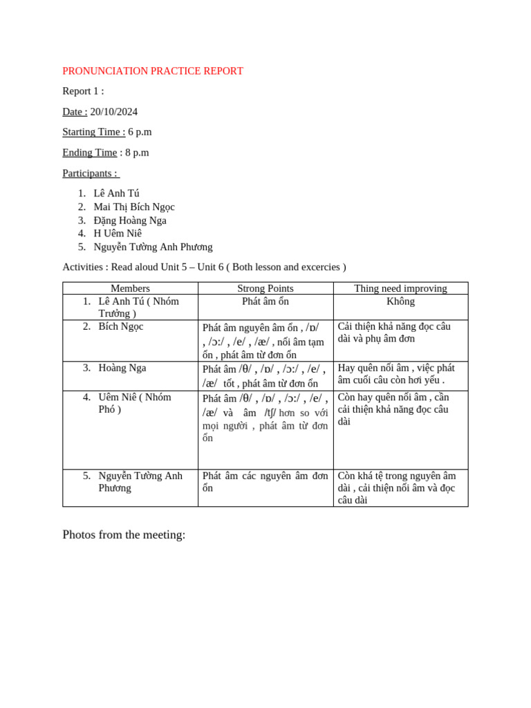 Pronunciation Practice Report | PDF