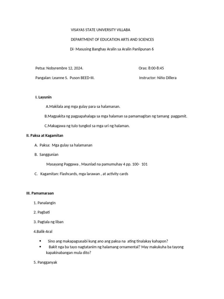 Semi Detailed Lesson Plan in AP - Sir Nino | PDF