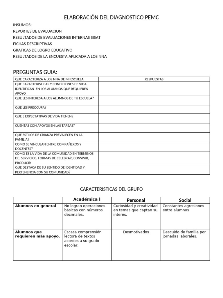 Ejemplo Elaboración Del Pemc y Plan Individual | PDF | Maestros | Enseñando