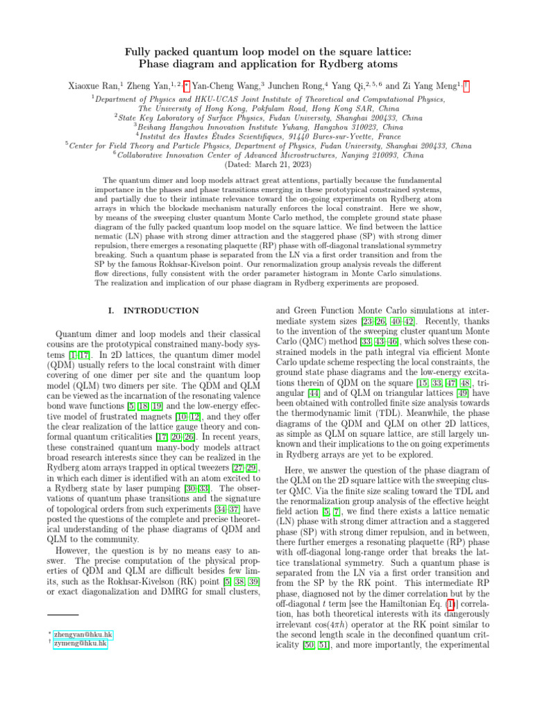 Fully Packed Quantum Loop Model On The Square Lattice | PDF | Phase ...