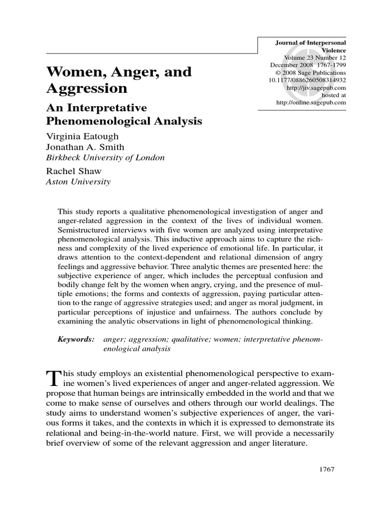 An Interpretative Phenomenological Analysis IPA | PDF | Anger | Aggression