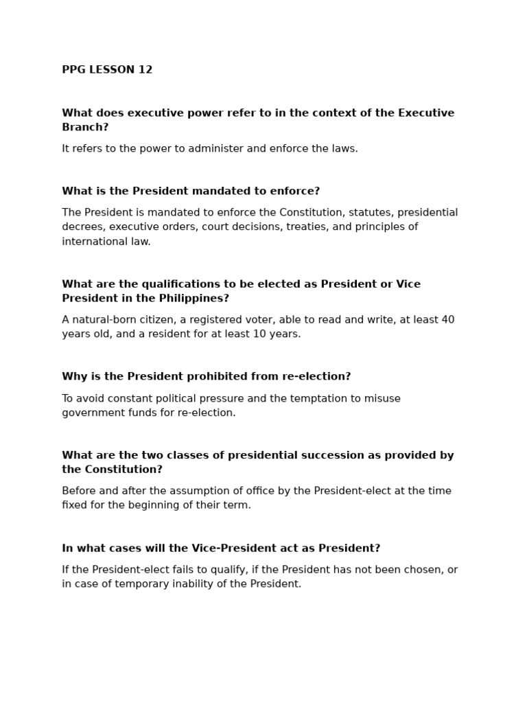 PPG Reviewer Lesson 12 | PDF | Presidents Of The United States ...