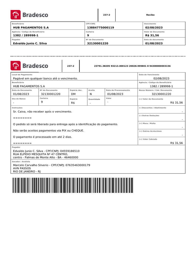 Boleto | PDF | Finanças pessoais | Serviços financeiros