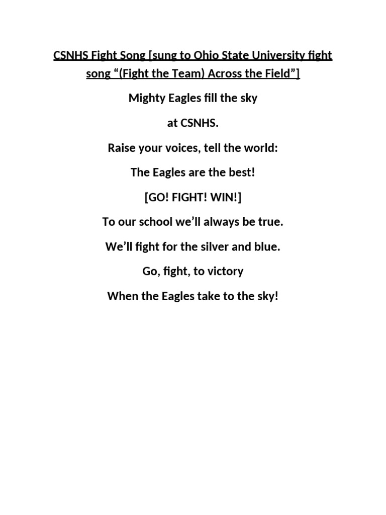 CSNHS Fight Song Lyrics | PDF