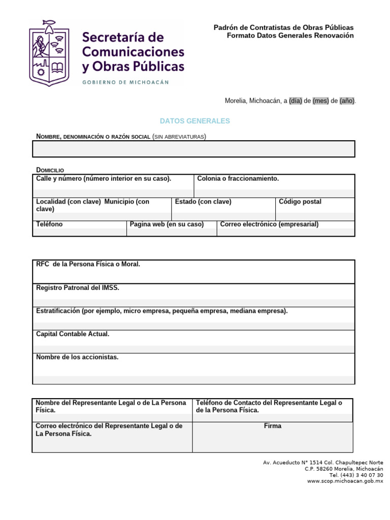 Formato Datos Generales 002 | PDF