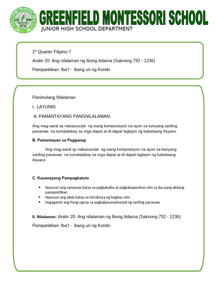 Lesson20 Filipino 7 | PDF