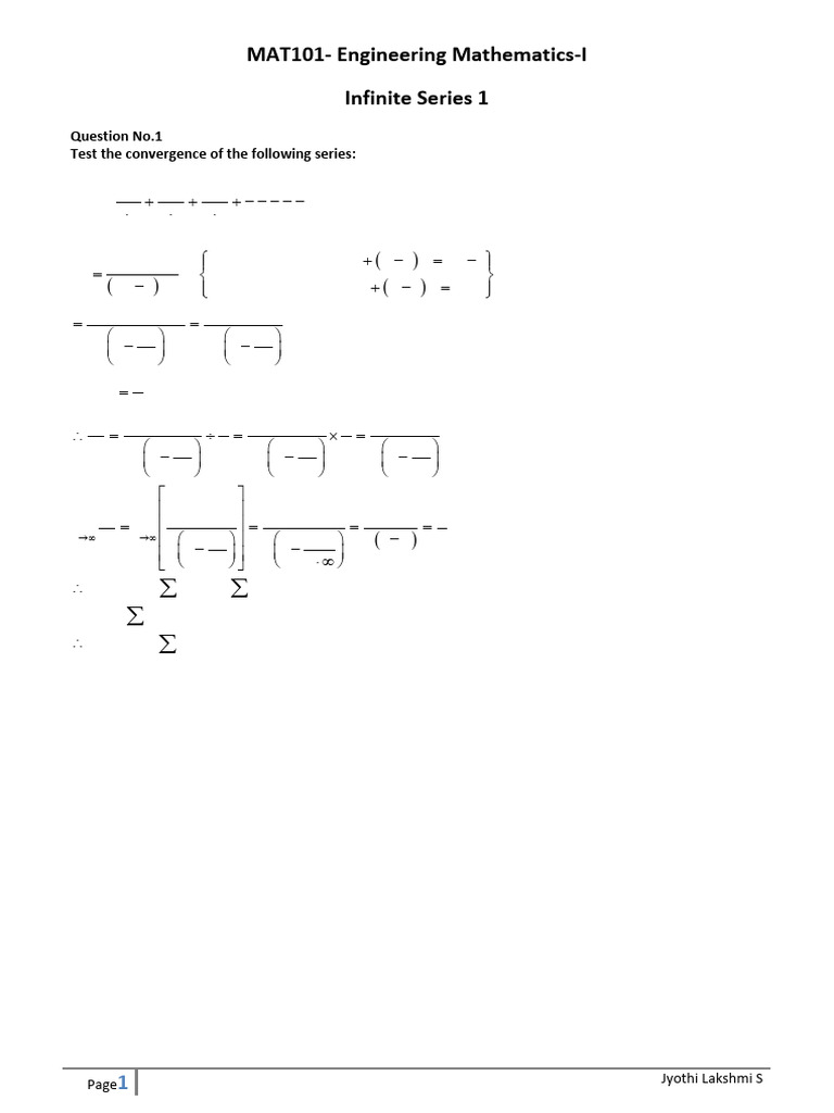 Infinite Series 1 | PDF | Series (Mathematics) | Analysis