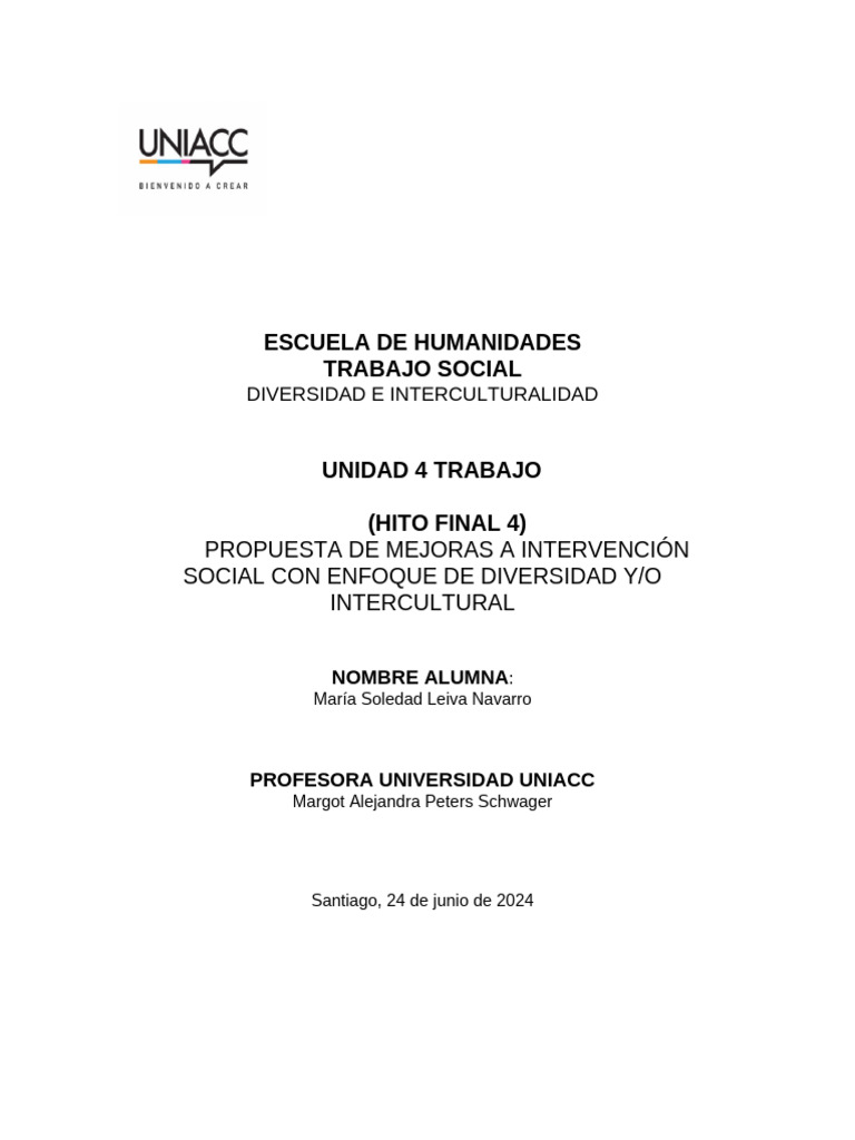 Hito Final 4 Maria Soledad Leiva | PDF | Interculturalidad | Evaluación