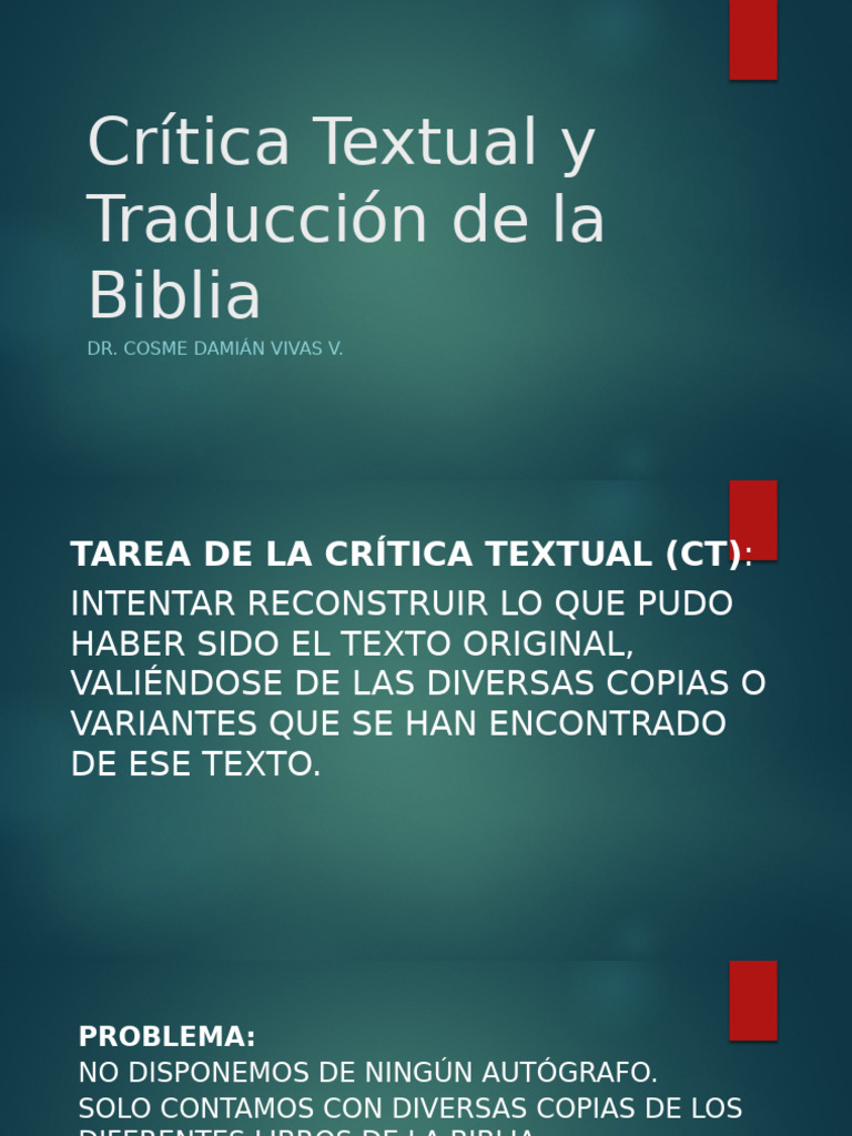Crítica Textual y Traducción de La Biblia | PDF | Crítica textual ...