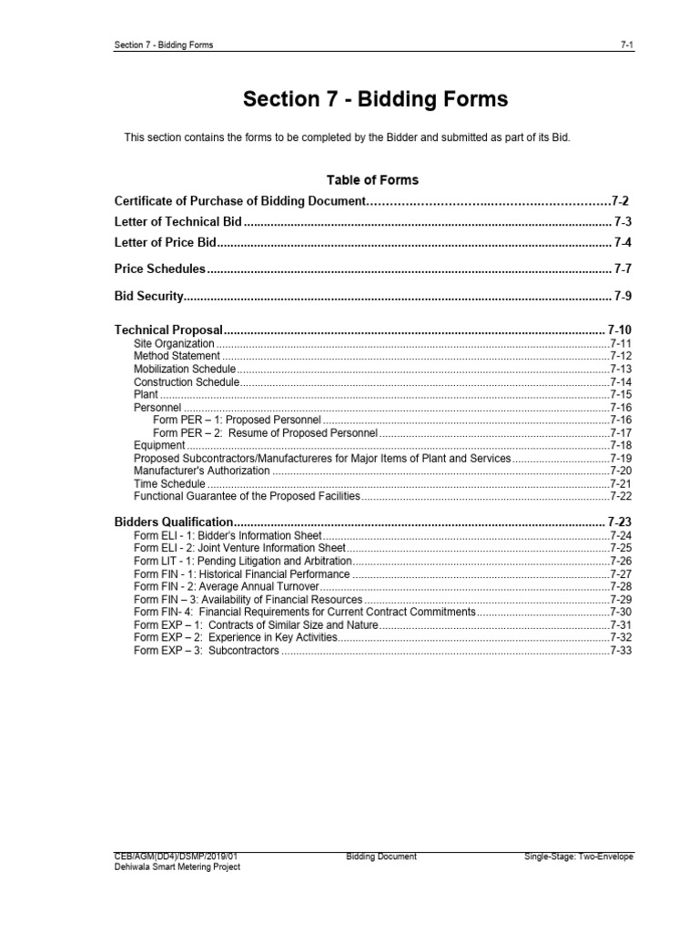 Bidding Forms | PDF | Financial Statement | Revenue