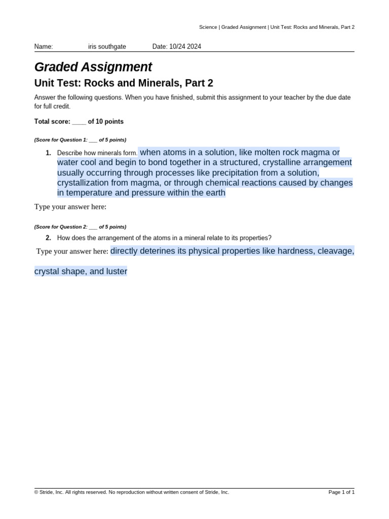 Unit2 Science Quiz | PDF | Teaching Methods & Materials | Science & Mathematics