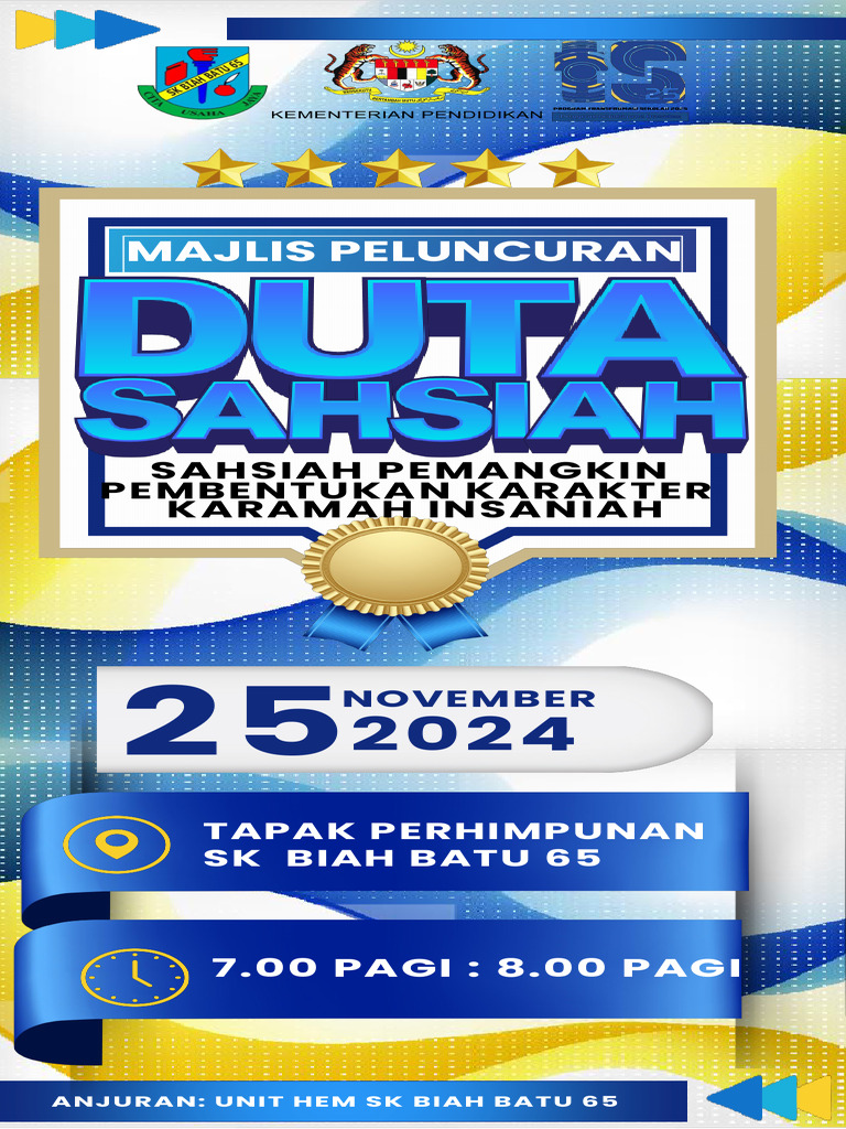 Bunting Majlis Peluncuran Duta Sahsiah 2024 | PDF