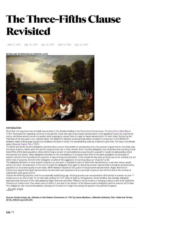 The Three Fifths Clause Revisited | PDF