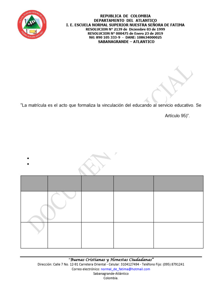 Comunicado 013 - Matriculas | PDF | Documento de identidad
