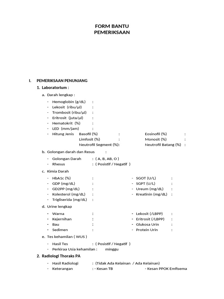 Blangko Hasil Lab | PDF