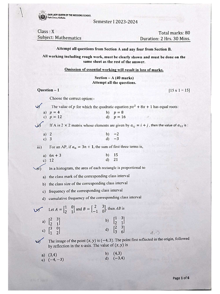 Mathematics Sem1 QMS | PDF