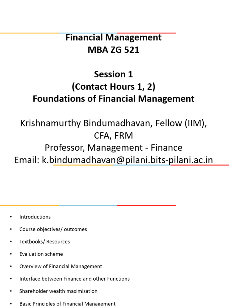 MBA Financial Management Intro | PDF | Capital Budgeting | Financial ...