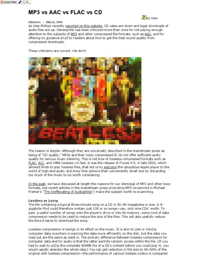 Mp3 Vs Aac Vs Flac Vs CD | PDF | Data Compression | Mp3