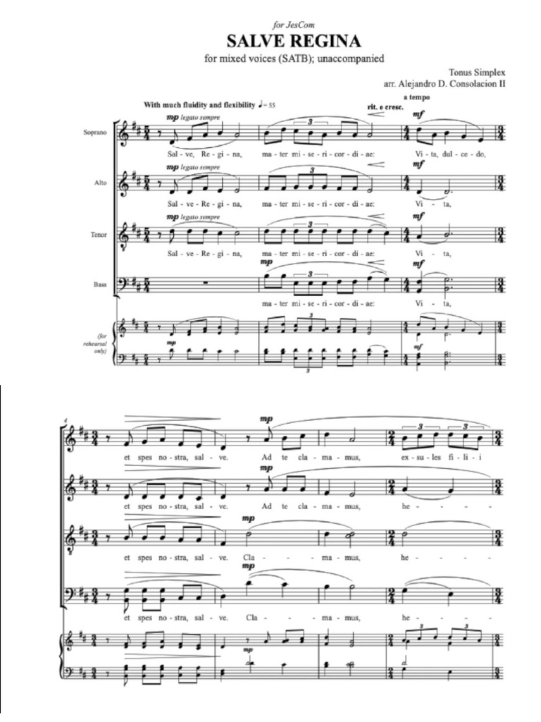 Salve Regina SATB Alejandro Consolacion II | PDF