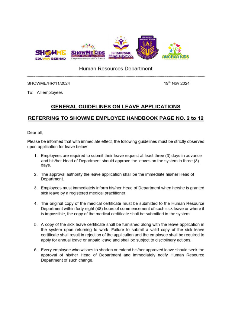 Memo - General Guidelines Leave Applications | PDF | Finance & Money ...